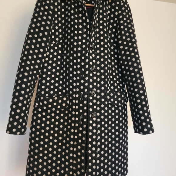 Merona | Jackets & Coats | Merona Black And White Polka Dot Pea Coat ...